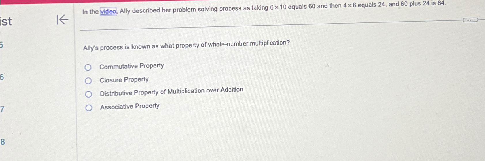 Solved In the video, Ally described her problem solving | Chegg.com