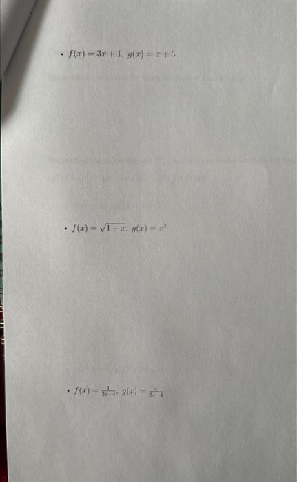 Solved For each of the following use f(x) and g(x) to find a | Chegg.com