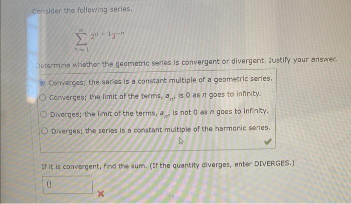 Solved Consider the following geometric series. | Chegg.com