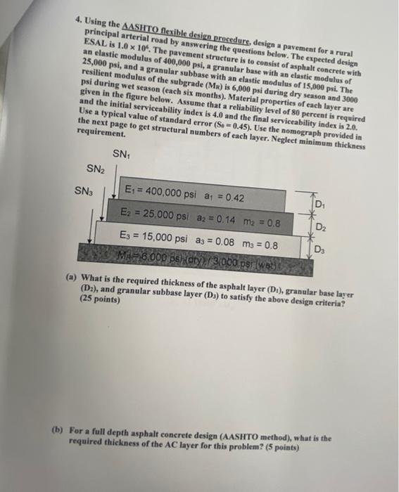 5. (a) For the full depth AC pavement designed in | Chegg.com