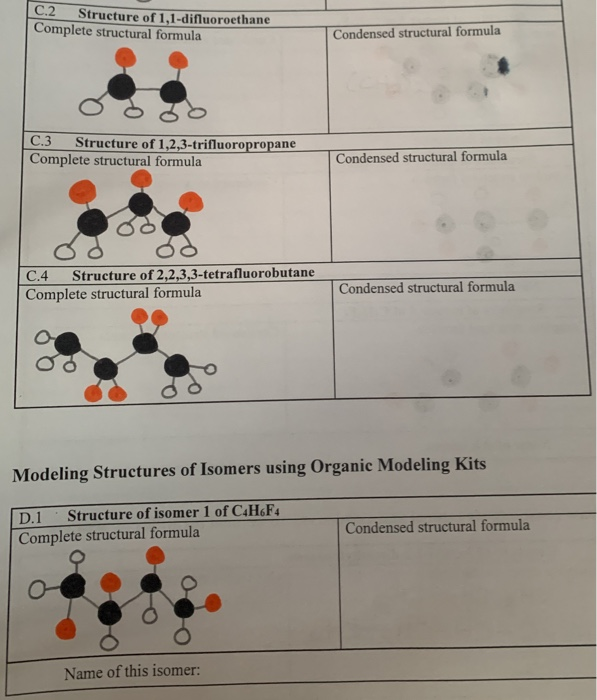 Solved C.2 Structure of 1,1-difluoroethane Complete | Chegg.com