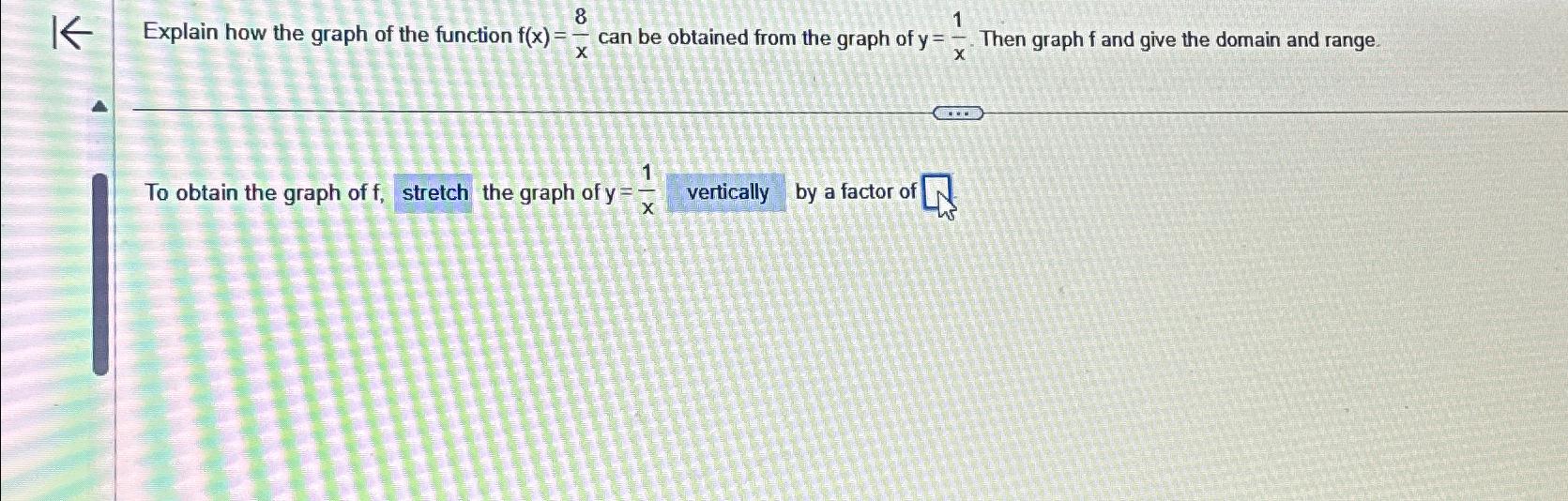 Solved Explain how the graph of the function f(x)=8x ﻿can be | Chegg.com