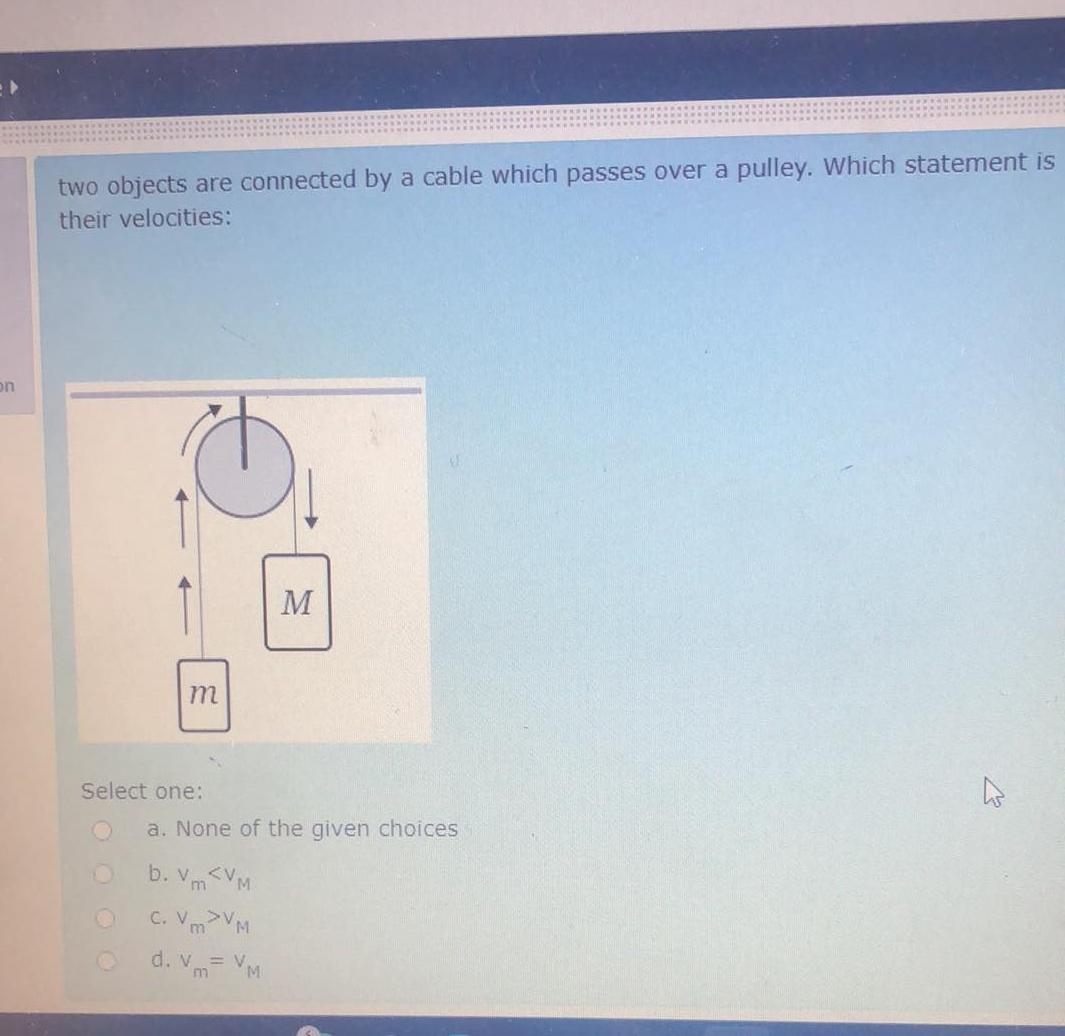 Solved two objects are connected by a cable which passes | Chegg.com