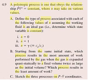 Solved A polytropic process is one that obeys the | Chegg.com