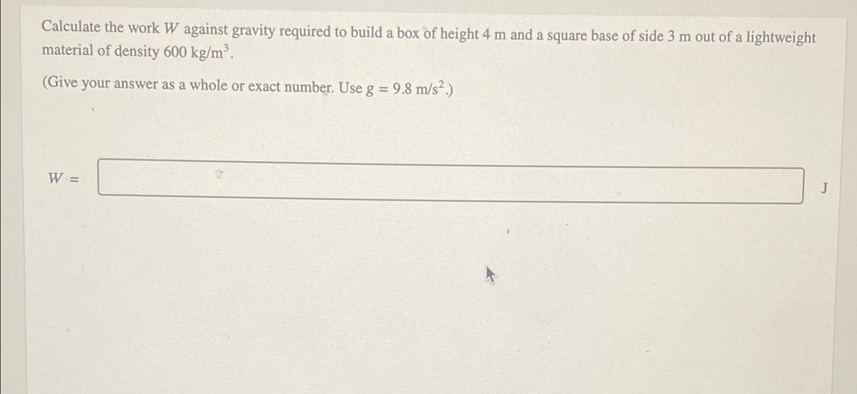 Solved Calculate the work W ﻿against gravity required to | Chegg.com