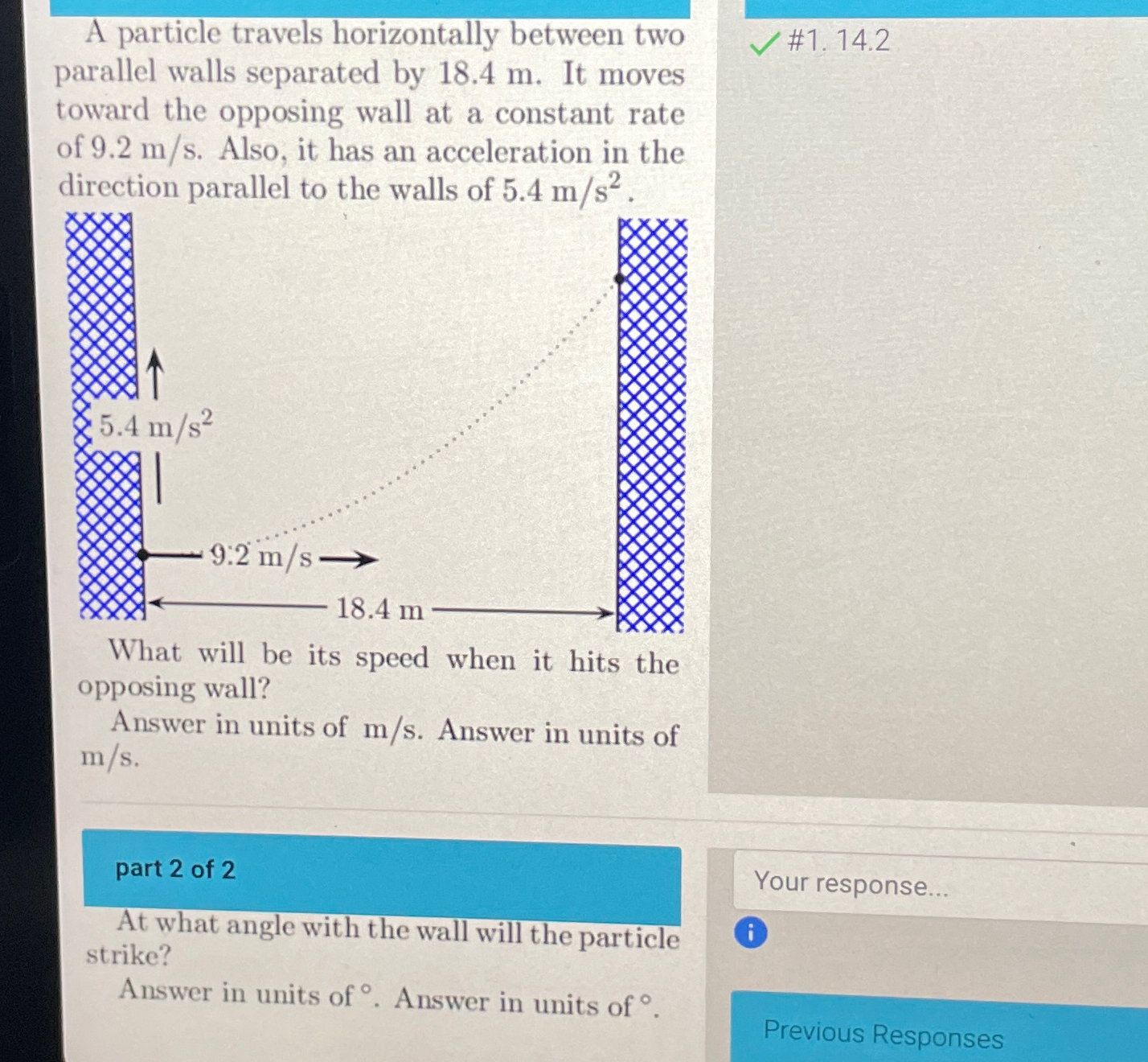 Solved A particle travels horizontally between two parallel | Chegg.com