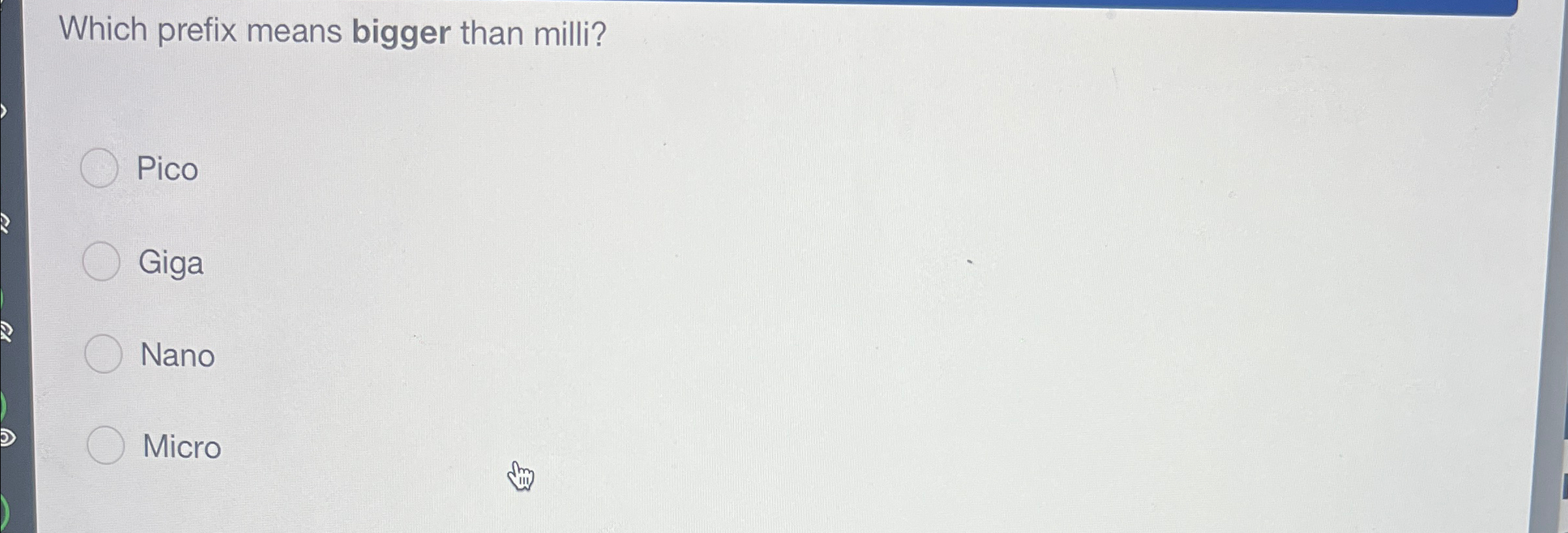 Solved Which prefix means bigger than | Chegg.com