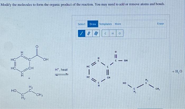 Solved Modify the molecules to form the organic product of | Chegg.com