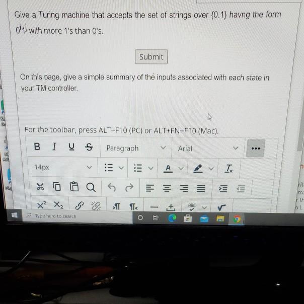 Solved Give a Turing machine that accepts the set of strings | Chegg.com