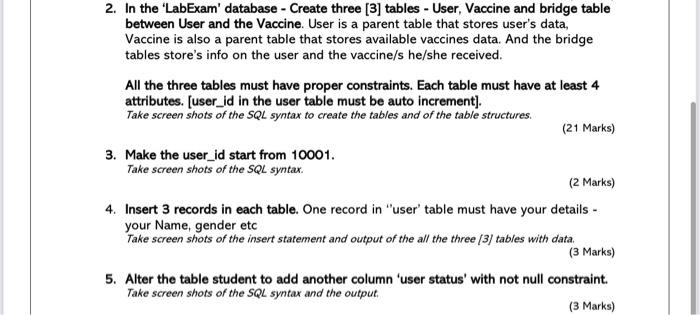Solved 2. In the 'LabExam' database - Create three (3] | Chegg.com