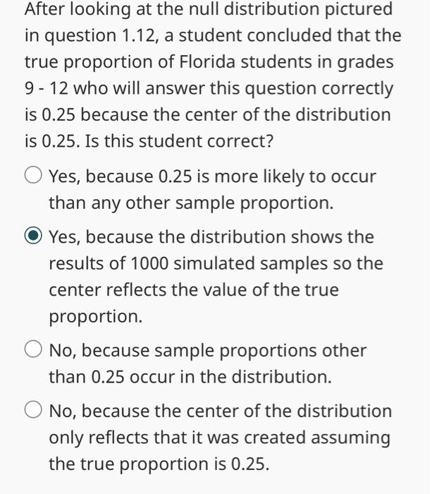 Solved 1 Point The following null distribution was created | Chegg.com