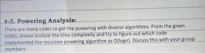 Solved #-3. Powering Analysis: There are many codes to get | Chegg.com