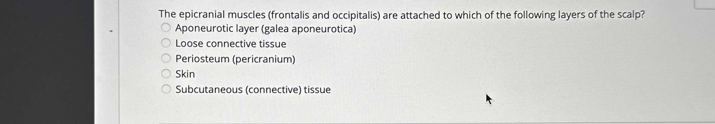 Solved The epicranial muscles (frontalis and occipitalis) | Chegg.com
