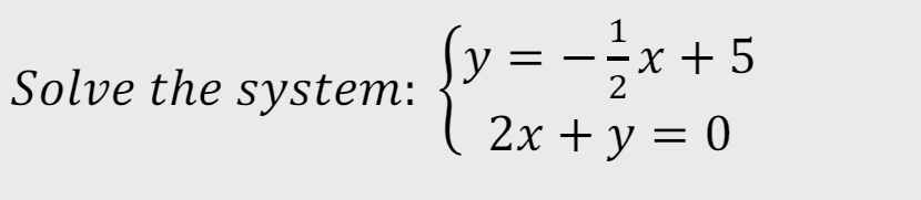 Solved Solve the system: y=-12x+52x+y=0 | Chegg.com