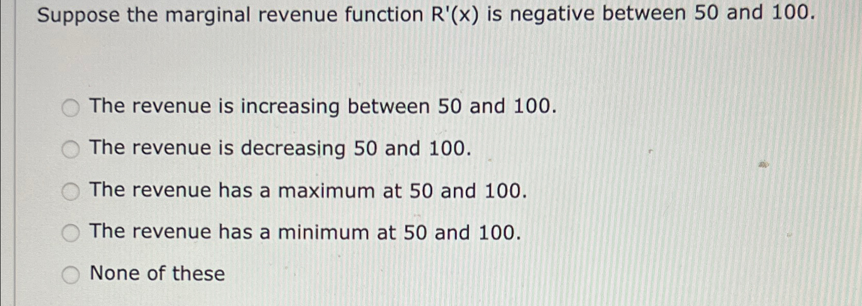 Solved Suppose the marginal revenue function R'(x) ﻿is | Chegg.com