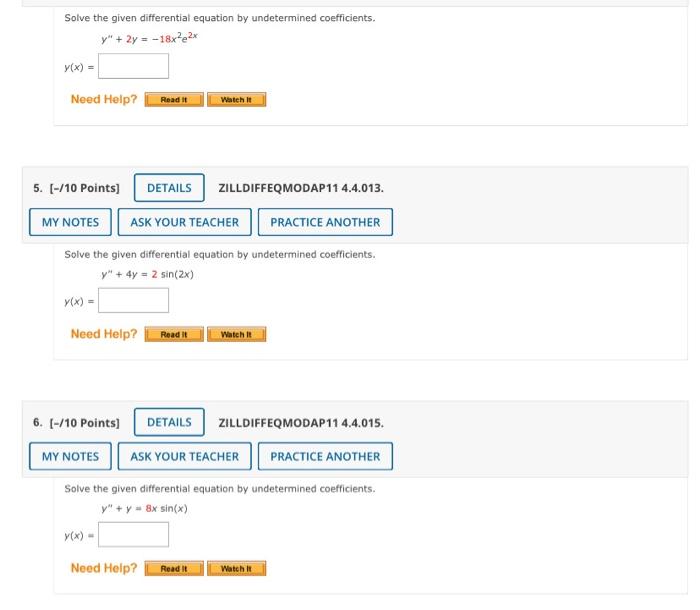 Solved Solve the given differential equation by undetermined | Chegg.com