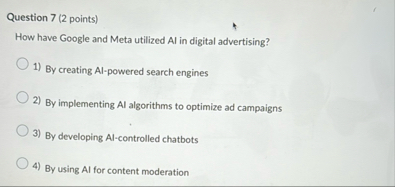 Solved Question 7 (2 ﻿points)How have Google and Meta | Chegg.com