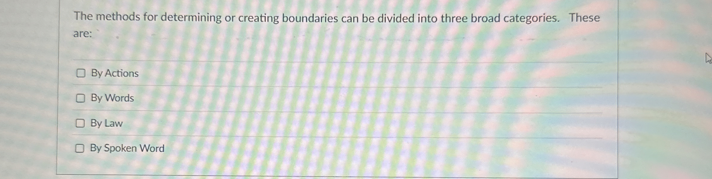 Solved The methods for determining or creating boundaries | Chegg.com