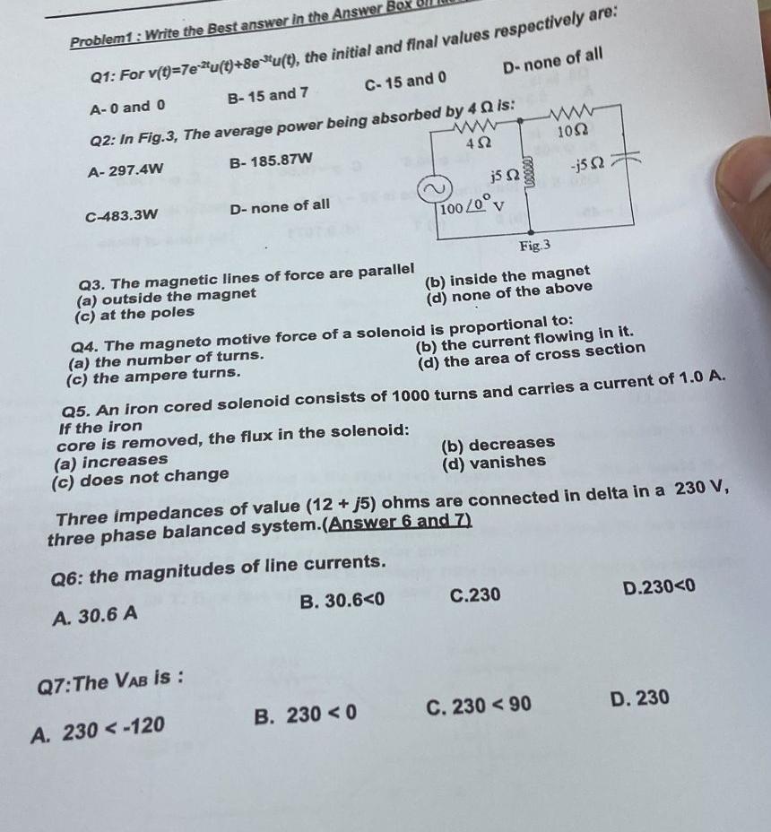 Solved Problem1: Write the Best answer in the AnswerC. 15 | Chegg.com