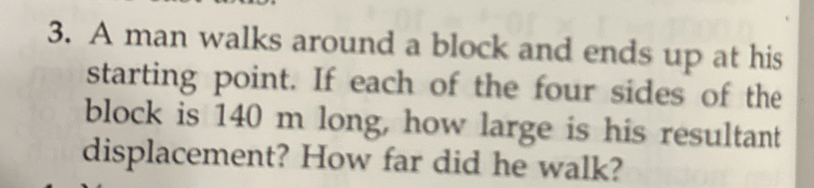 Solved A man walks around a block and ends up at his | Chegg.com