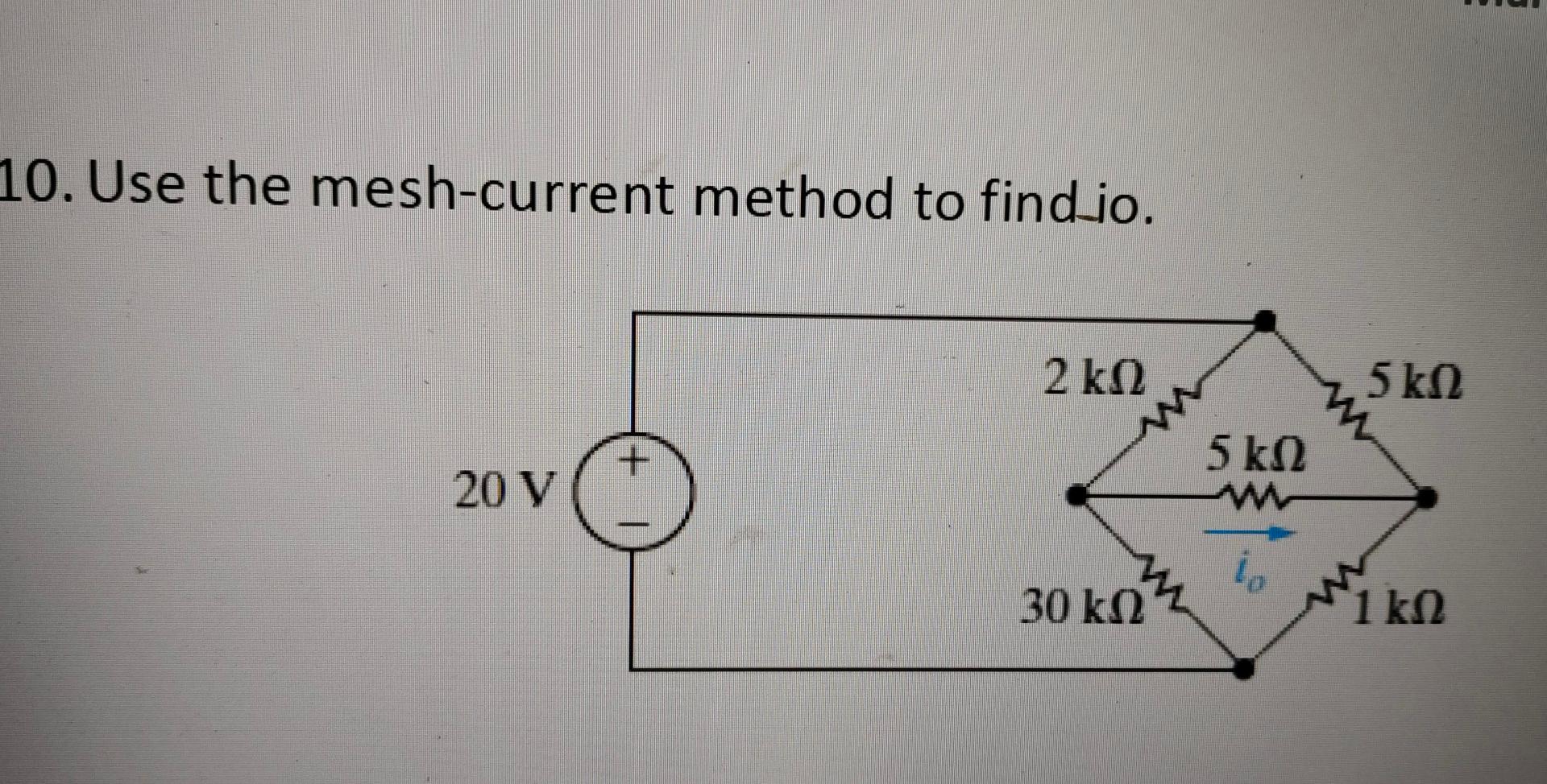 Solved 9. Use the node-voltage method to find io. 2 kΩ 5 ΚΩ | Chegg.com