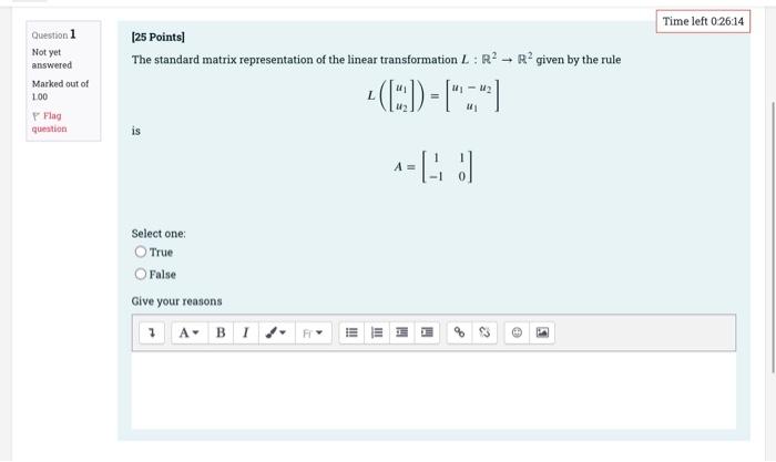 Solved [25 Points] The standard matrix representation of the | Chegg.com