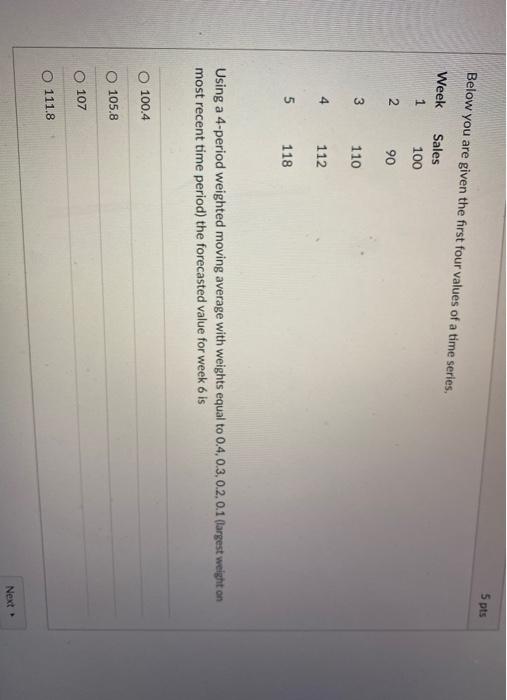 Solved 5 pts Below you are given the first four values of a | Chegg.com