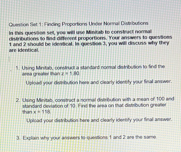 Solved Question Set 1: Finding Proportions Under Normal | Chegg.com