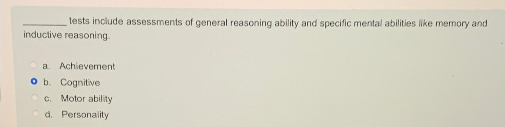 Solved Tests Include Assessments Of General Reasoning