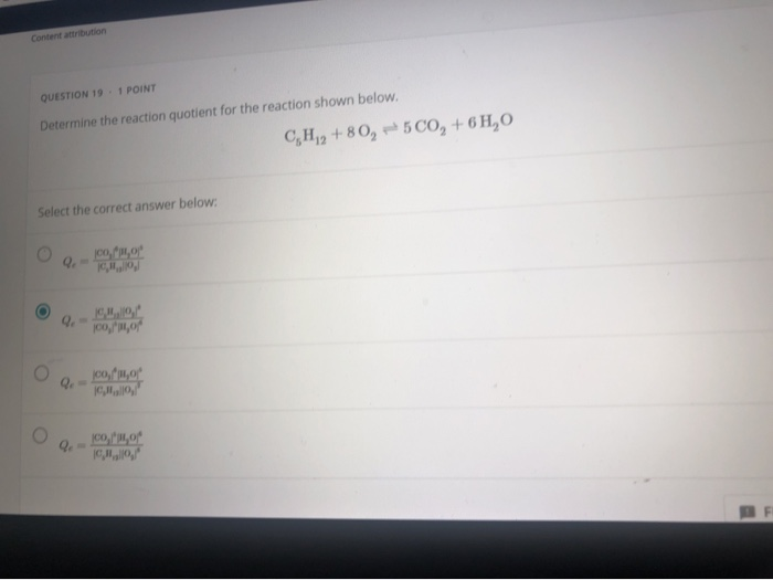 Solved Content attribution QUESTION 19 1 POINT Determine the | Chegg.com