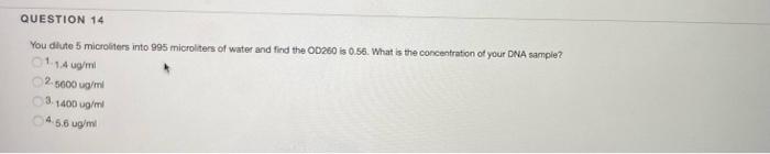 You dilute 5 microliters into 995 microliters of | Chegg.com