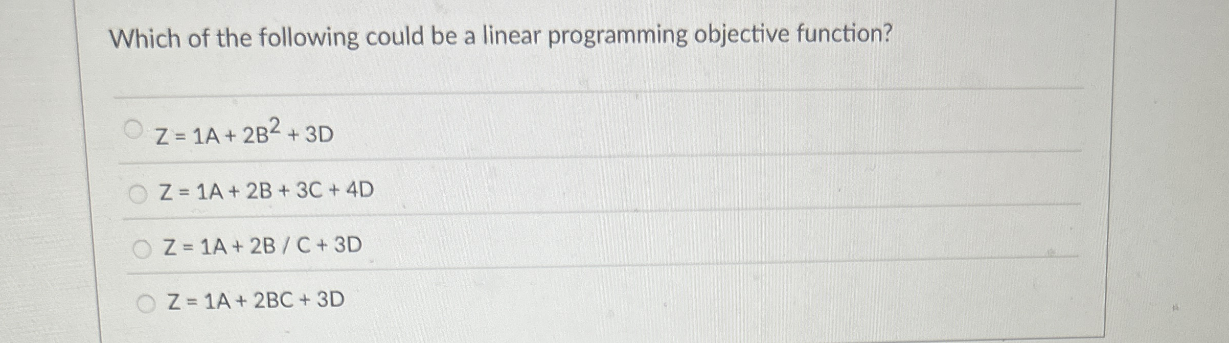 Solved Which of the following could be a linear programming | Chegg.com Solved Which of the following could be a linear programming | Chegg.com