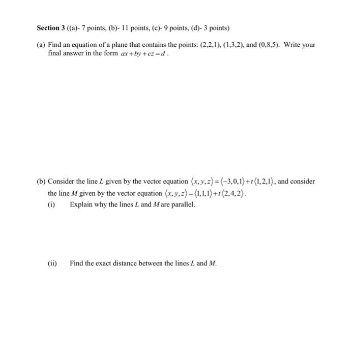 Solved Section 3 ((a)- 7 points, (b)- 11 points, (c)- 9 | Chegg.com
