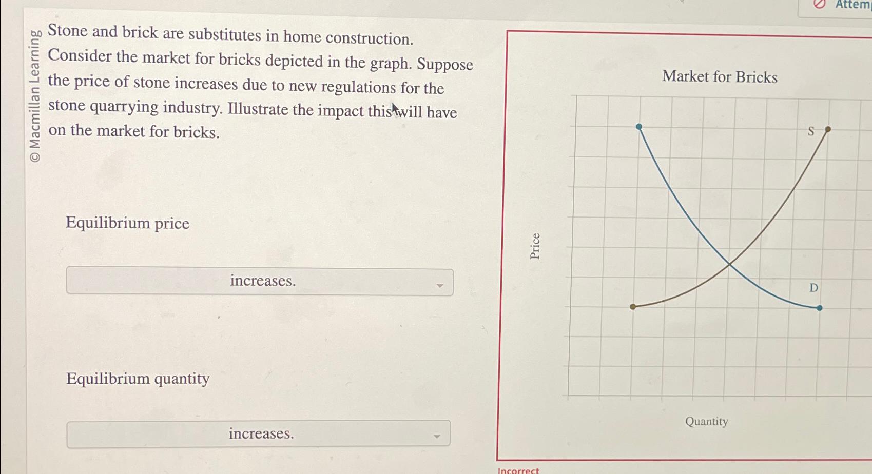 Solved AttemStone and brick are substitutes in home | Chegg.com