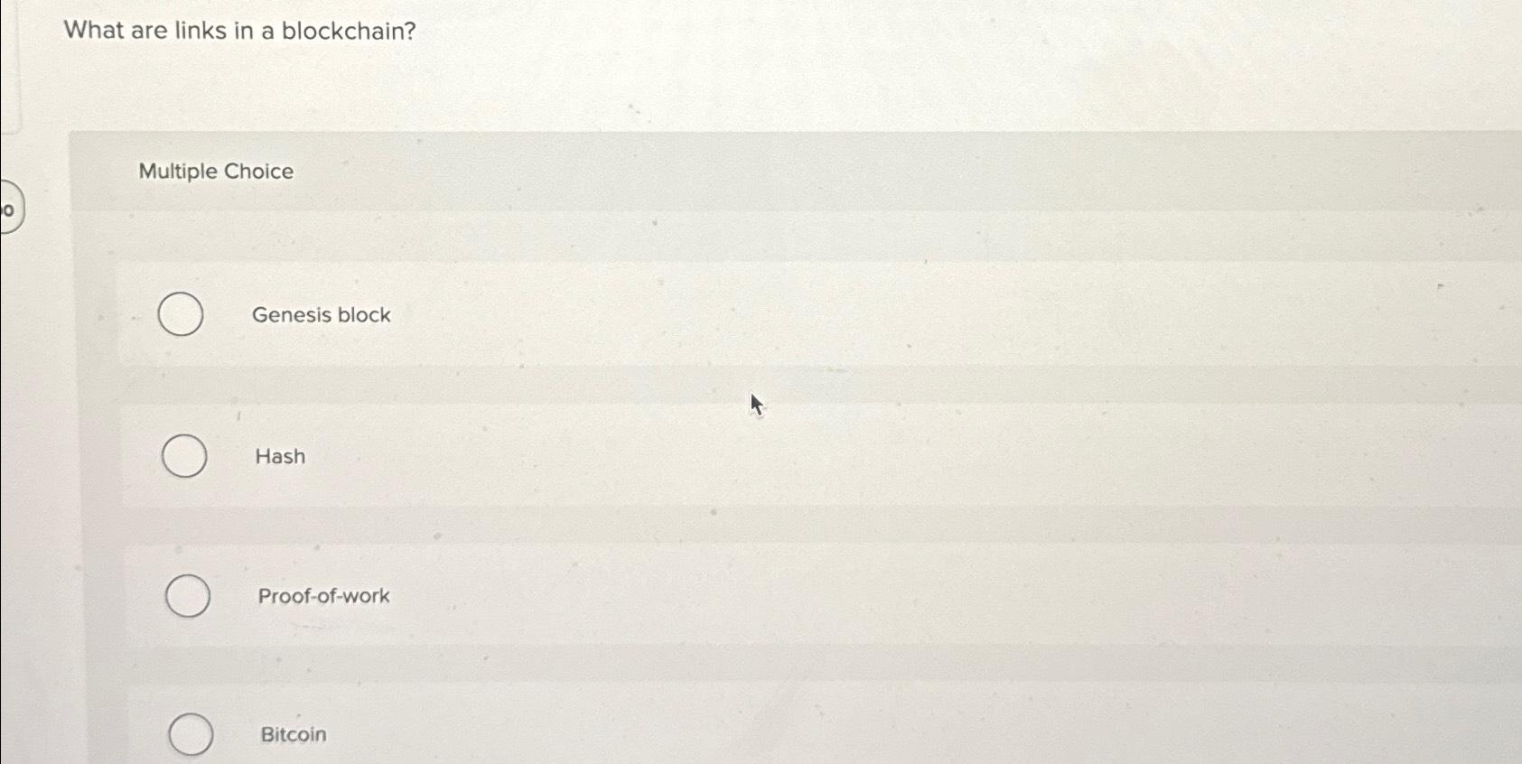 Solved What are links in a blockchain?Multiple ChoiceGenesis | Chegg.com