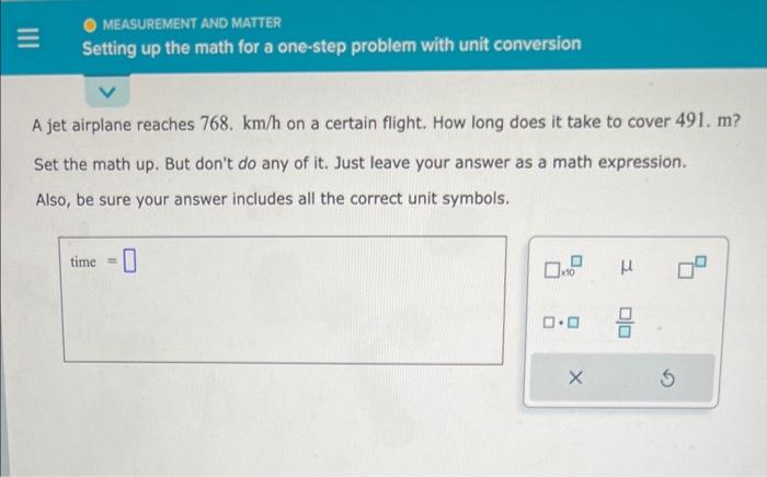 Solved setting up the math for a one-step problem with unit | Chegg.com