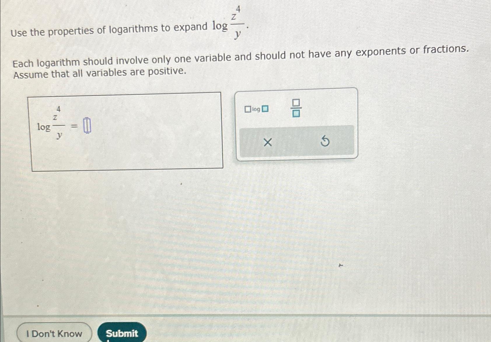 Solved Use the properties of logarithms to expand | Chegg.com