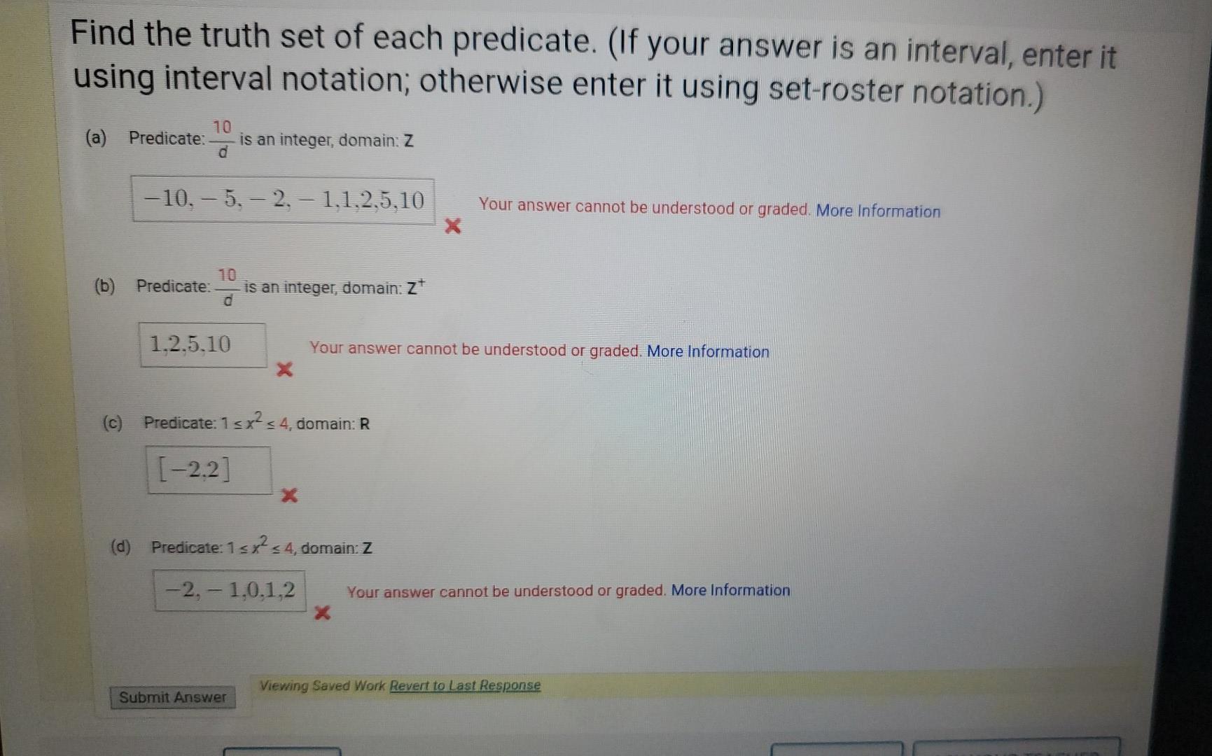 Solved Find the truth set of each predicate. (If your answer | Chegg.com