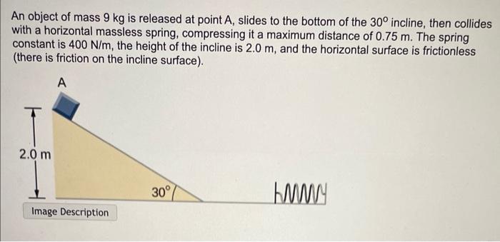 Solved An object of mass 9 kg is released at point A, slides | Chegg.com
