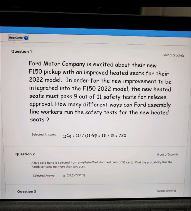 Solved Help Center Question 1 O out of 5 points Ford Motor | Chegg.com