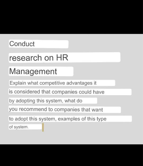 Solved Conduct research on HR Management Explain what | Chegg.com
