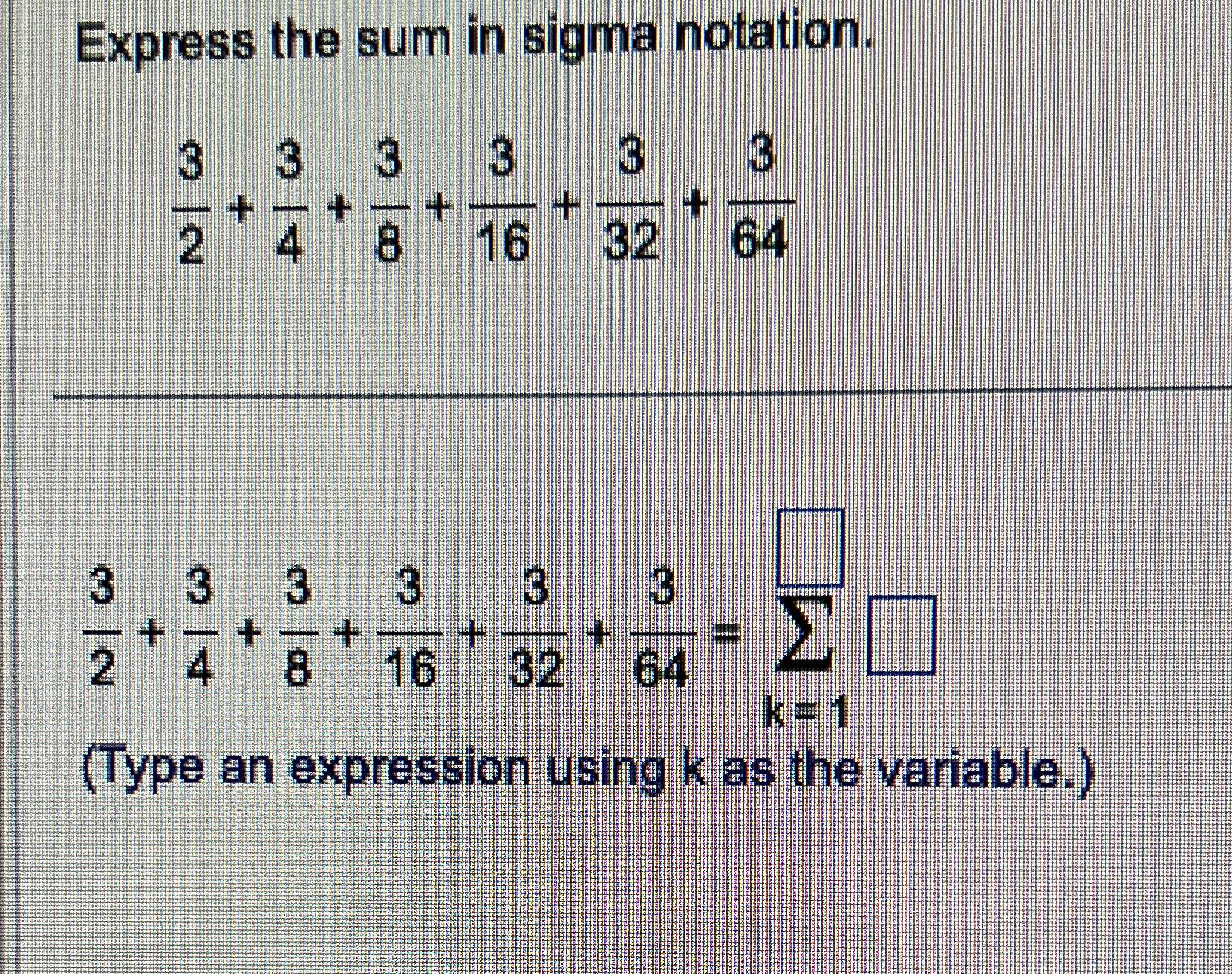 Solved Express the sum in sigma | Chegg.com
