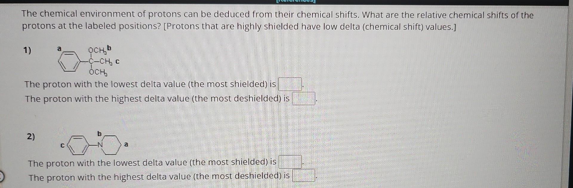 Solved The chemical environment of protons can be deduced | Chegg.com