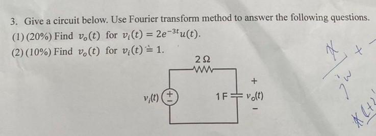 Solved 3 Give A Circuit Below Use Fourier Transform Method