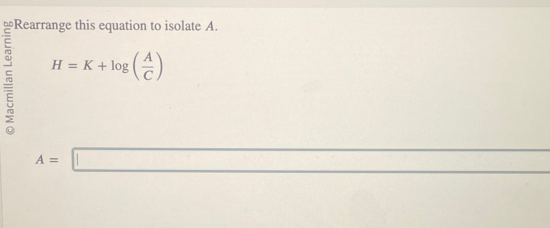 Solved ∞ ﻿Rearrange this equation to isolate | Chegg.com
