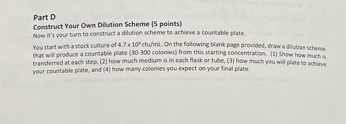 Part D Construct Your Own Dilution Scheme (5 points) | Chegg.com