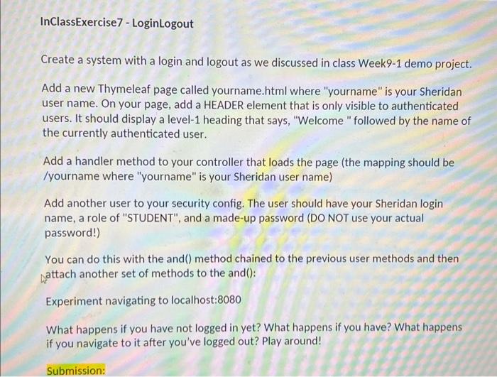 Solved Create a system with a login and logout as we | Chegg.com