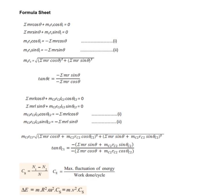 Solved please solve the following using the formulas given | Chegg.com