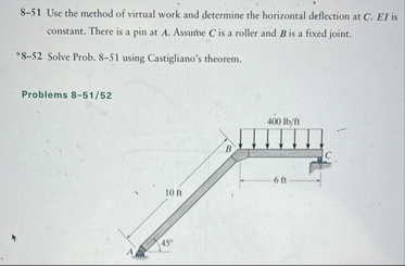 Solved 8 - 52 ﻿solve using Castigliano's theorem determine | Chegg.com