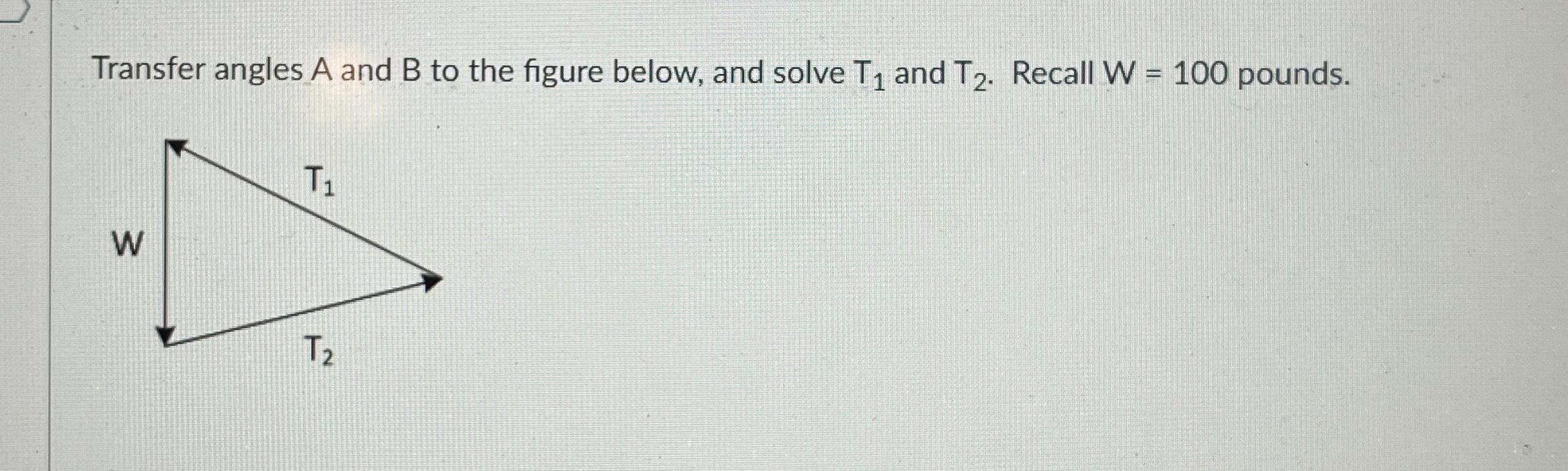Transfer angles A and B ﻿to the figure below, and | Chegg.com